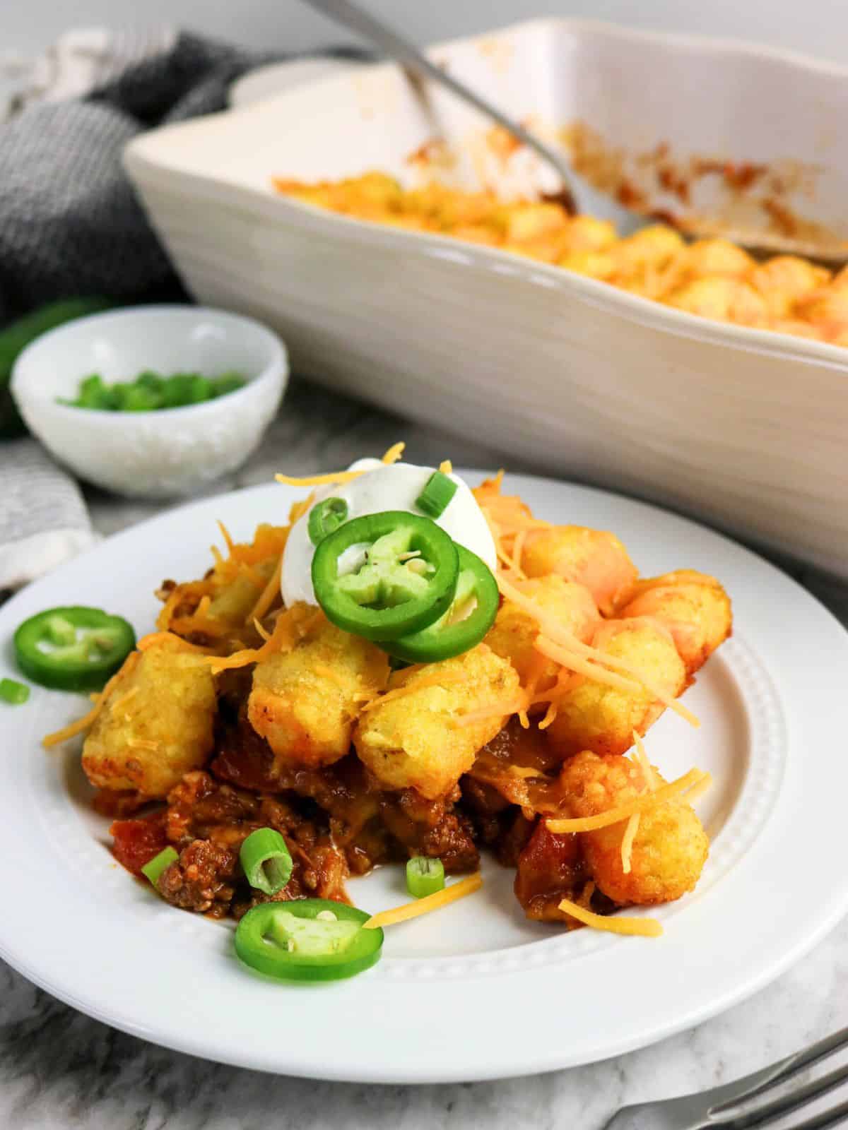 Easy Weeknight Tater Tot Chili Casserole - Margin Making Mom®